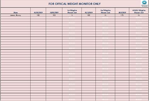 Weight Loss Chart Template 9 Free Word Excel Pdf Format Download