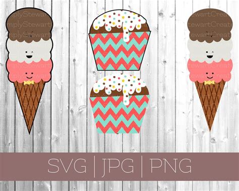 Ice Cream Cone Svg Cupcake Svg Sprinkles Cartoony Etsy