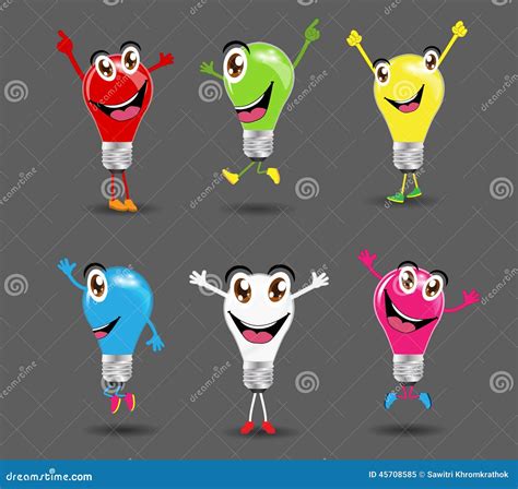 Vector Creative Light Bulb Ideas With Cartoon Character Stock Vector