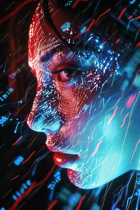 Premium Photo 3d Representation Of A Woman Emerging From A Digital Matrix