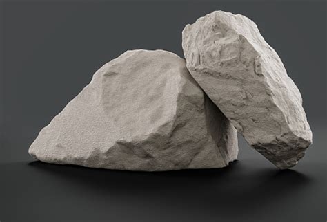 복사 공간 3d 렌더링이 있는 제품 디스플레이를 위한 평평한 회색 색상 배경의 단일 색상 흰색 바위 0명에 대한 스톡 사진 및 기타 이미지 Istock