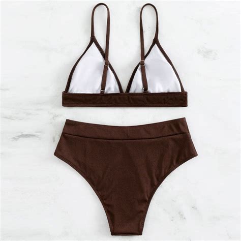 Minimalist Ribbed V Neck Triangle Two Piece Swimsuit Sunnybikinis