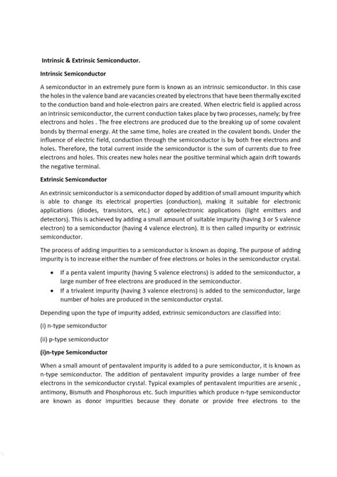 SOLUTION Intrinsic Vs Extrinsic Semiconductor Studypool