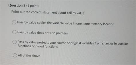 Solved Question 7 1 Point A Variable Created Inside The