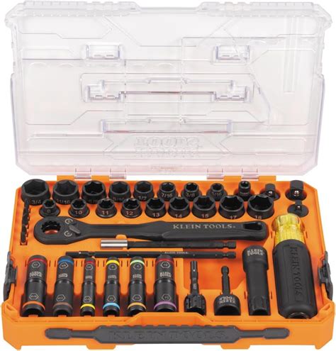 Klein Tools 65500KNECT KNECT Impact Socket Set SAE And Metric Pass Through Socket Set 90 Tooth