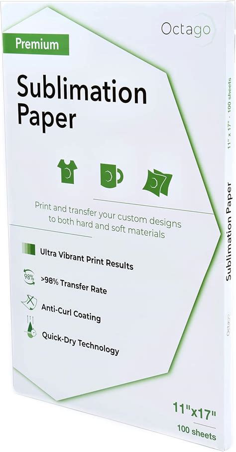 Octago Papel De Sublimación Prémium 11 X 17 Pulgadas Papel De