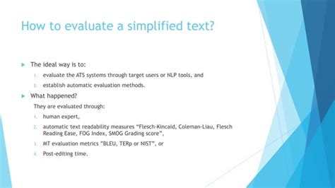 Automatic Text Simplification Evaluation Aspects Ppt