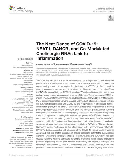 PDF The Neat Dance Of COVID 19 NEAT1 DANCR And Co Modulated