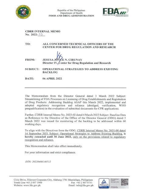 Cdrr Internal Memo No 2022 03 Operational Strategies To Address