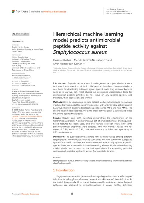 Pdf Hierarchical Machine Learning Model Predicts Antimicrobial