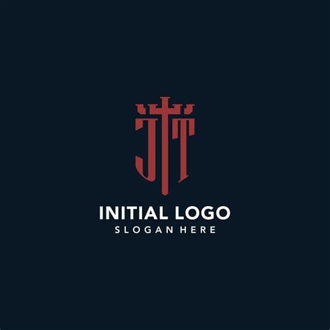 Jt Initial Monogram Logos With Sword And Shield Shape Design 12780664