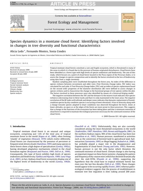Pdf Species Dynamics In A Montane Cloud Forest Identifying Factors