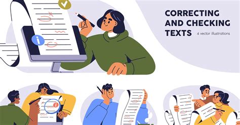 Editors Checking And Correcting Texts Set Illustrations Ft Editor And Document Envato