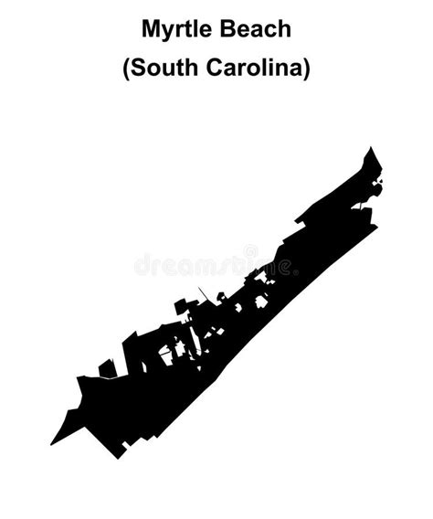 Myrtle Beach Outline Map Stock Vector Illustration Of Cartography 357534507