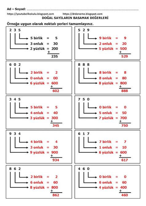 3 SINIF DOĞAL SAYILARIN BASAMAK DEĞERLERİ 14 3 sınıf matematik Evde