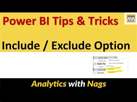 What Is Include And Exclude Option In Power Bi Visuals Power Bi Tips And Tricks