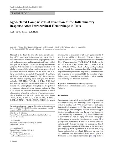 Pdf Age Related Comparisons Of Evolution Of The Inflammatory Response