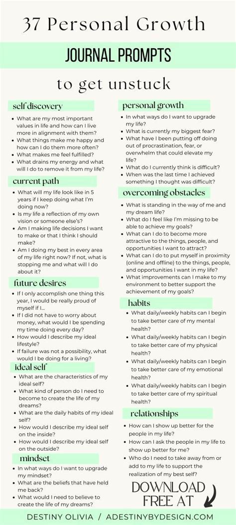 37 Personal Growth Journal Prompts To Get Unstuck Writing Therapy
