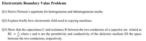 solved electrostatic boundary value problems q1 derive