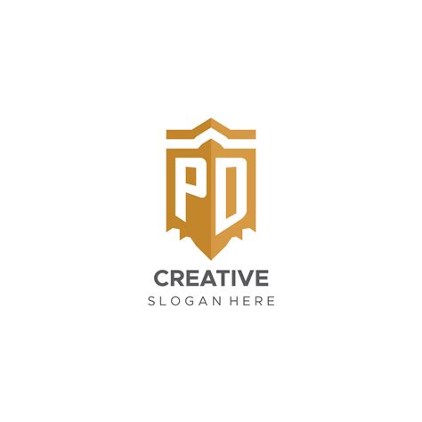 Monogram Pd Logo With Shield Geometric Shape Elegant Luxury Initial Logo Design 25760108 Vector