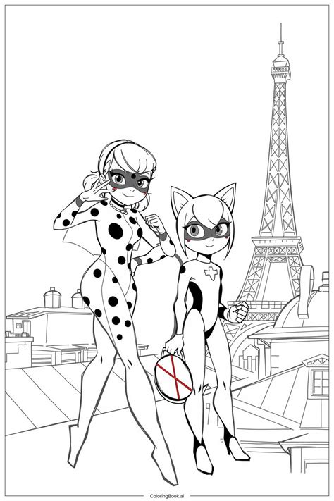 Página Para Colorear Miraculous Ladybug Y El Equipo Kwami Descarga