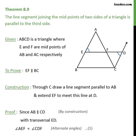 Theorem Class Line Joining Mid Points Of Sides Of Triangle