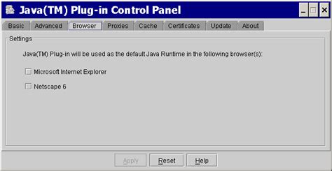 Java Plug In Control Panel
