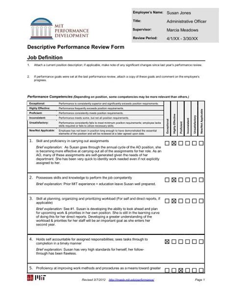 Employee Performance Rating Definitions