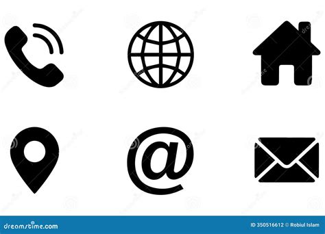 Silhouette Circle Icons Phone Globe House Location Envelope Email