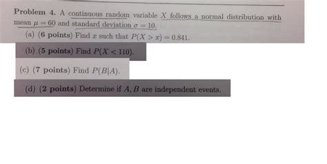 Solved A Continuous Random Variable X Follows A Normal Chegg