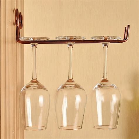 Nc Classical Single Row Wall Wine Goblet Glass Shelf Stemware Hanging Rack Holder For Bar Dining