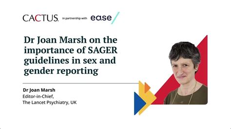 Importance Of Sager Guidelines In Sex And Gender Reporting With Dr Joan