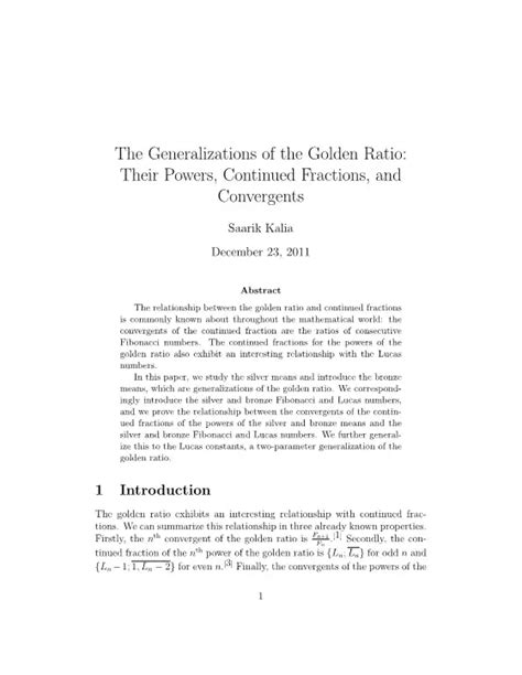 The Generalizations Of The Golden Ratio Their Powers Continued Fractions And Convergents