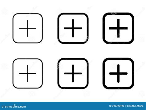 Add Button Icon Vector In Square Style Editable Stroke Stock Illustration Illustration Of