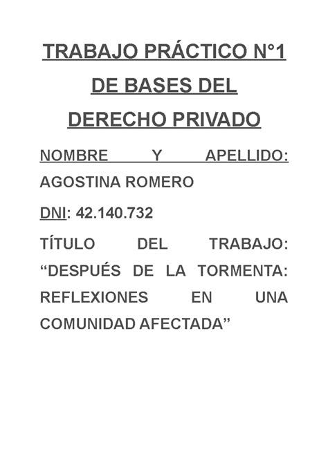 Trabajo Práctico N1 DE Bases DEL Derecho Privado Bases del Derecho