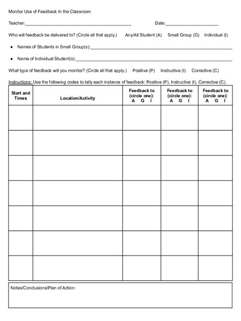 Fillable Online Example Teacher Self Monitoring Data Sheet Fax Email