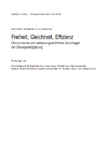 Freiheit Gleichheit Effizienz Tagungsband Stiftung Marktwirtschaft