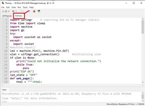 Raspberry Pi Pico W Wi Fi Manager Web Server