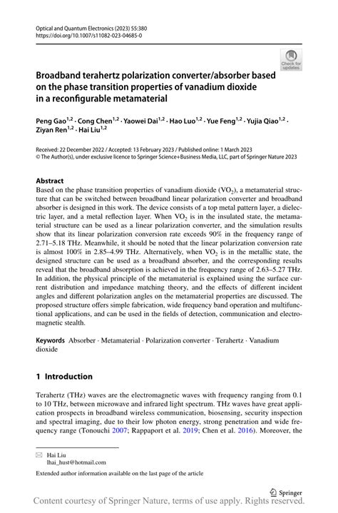 Broadband Terahertz Polarization Converter Absorber Based On The Phase Transition Properties Of