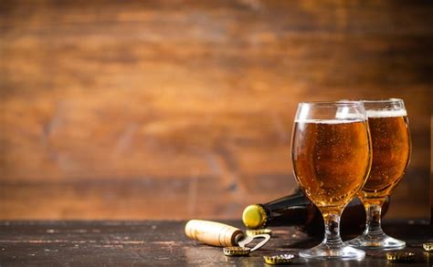 Premium Photo Glasses With Fresh Beer