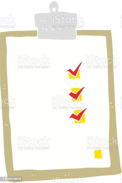 Flat Color Illustration Of Check List向量圖形及更多傳統圖片 傳統 剪貼板 剪貼畫 Istock