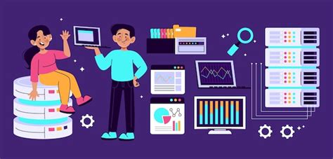 Caracteres Y Conjuntos De Elementos De Grandes Datos Vector Premium