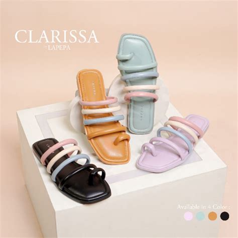 Jual Sendal Wanita Sendal Flat Clarissa Series Sendal Lapepa Sendal Pastel Sendal Simple Sendal