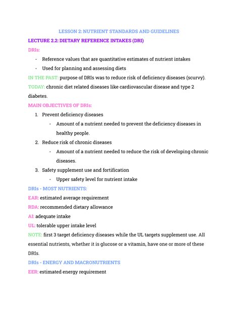 Lesson 2 Nutrient Standards And Guidelines Lesson 2 Nutrient Standards And Guidelines Lecture