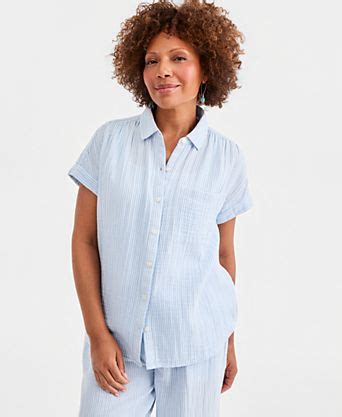 Womens Short Sleeve Camp Shirt Macys