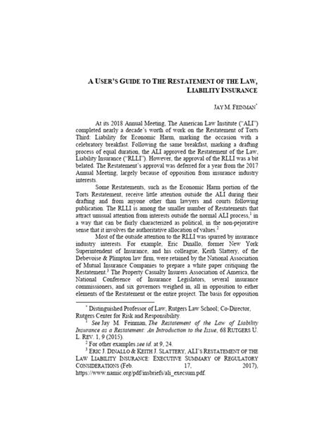 Feinman Restatement 20 Pdf Common Law Insurance