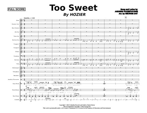 Too Sweet Hozier Sheet Music For Trombone Tuba Flute Saxophone