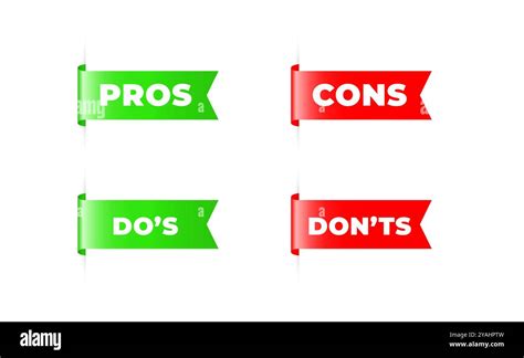 Set Of Pros And Cons Sign Sticker Design Vector Stock Vector Image