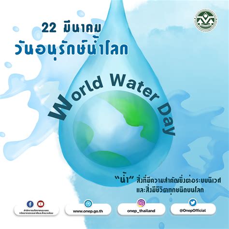 วันที่ 22 มีนาคม ของทุกปี “วันน้ำโลก” สำนักงานนโยบายและแผนทรัพยากรธรรมชาติและสิ่งแวดล้อม