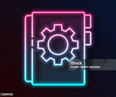 黒の背景に分離された輝くネオンラインユーザーマニュアルアイコンユーザーガイドブック指示記号使用前に読んでくださいベクトルの図 スポーツ
